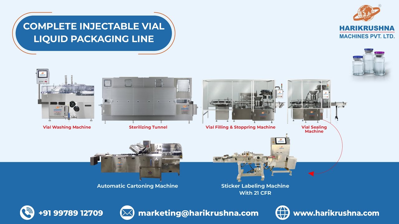 Complete Injectable Liquid Vial Filling Line - YouTube