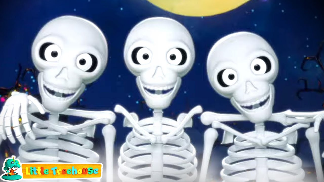 Five Creepy Skeletons, Halloween Music and Kids Scary Video - YouTube
