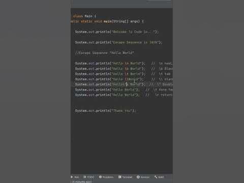 Escape Sequence in Java|Code in|#java #tutorial #intellij #shorts - YouTube