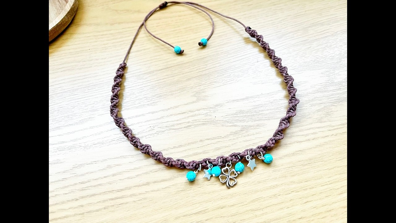 DIY Easy Macrame Choker Tutorial | Spiral Knot Necklace with Charms ...