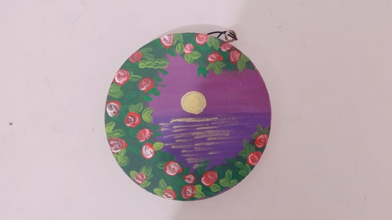 wooden coaster painting idea / sunset scene /easy to paint / step by ...