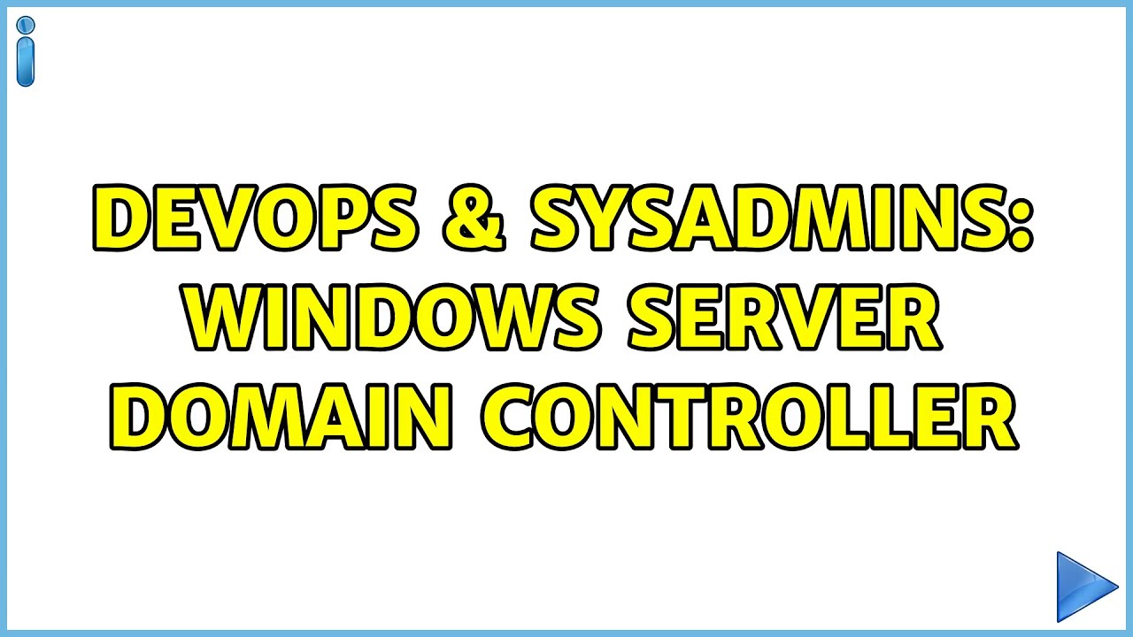 Devops And Sysadmins Windows Server Domain Controller Youtube