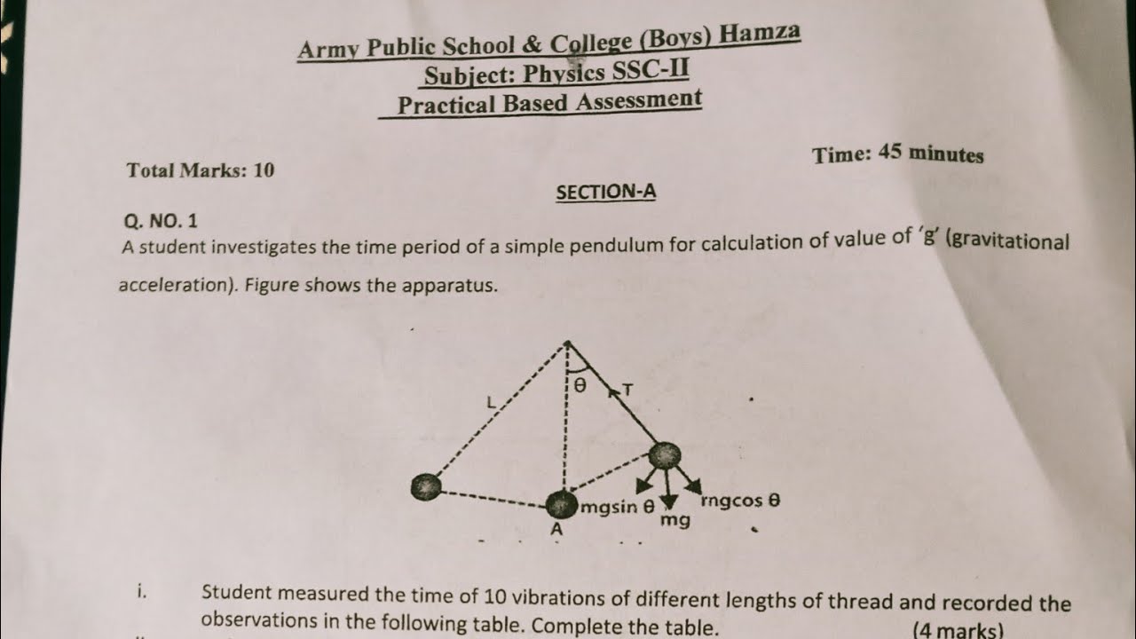 PBA PAPER PHYSICS CLASS 10TH ASSESSMENT 1 SOLUTION 2024#pba - YouTube