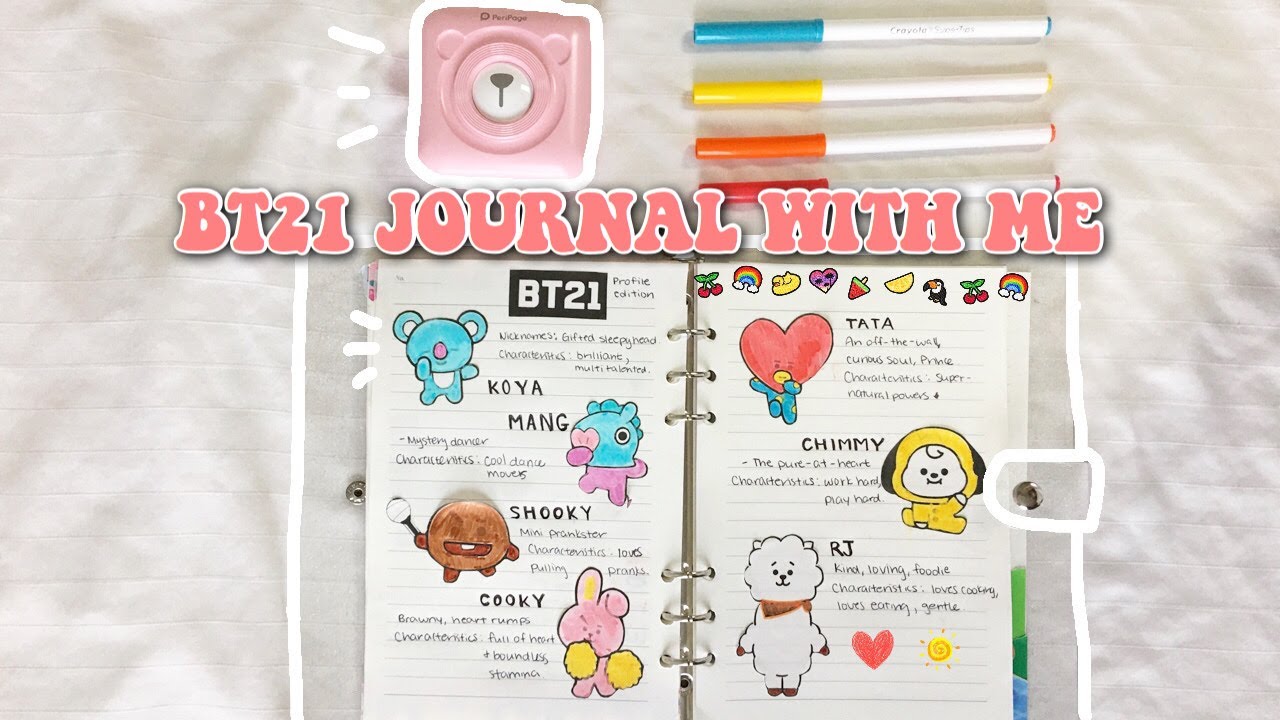 BT21 Bullet Journal Setup! | ft. PeriPage Pocket Printer - YouTube