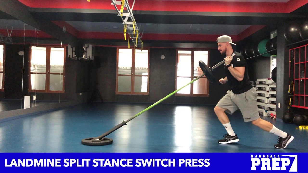 Landmine Split Stance Switch Press - YouTube