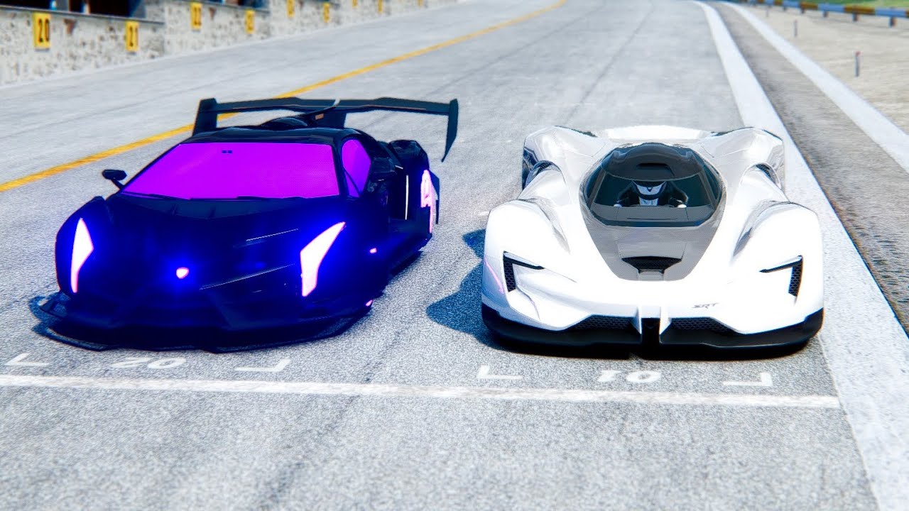 Lamborghini Veneno GTR Concept vs SRT Tomahawk at Drag Race 20 KM - YouTube