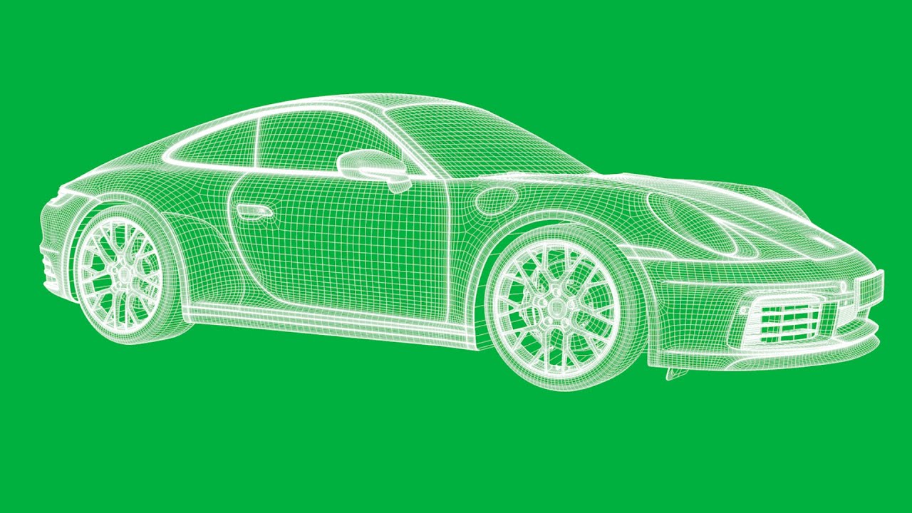 Green Screen | Porsche 911 Car Wireframe rotating and Zoom In - YouTube