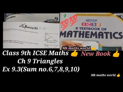 Class 9th ICSE Maths 👍 Ch 9 Triangles Ex 9.3(sum no.6,7,8,9,10)👍 easy ...