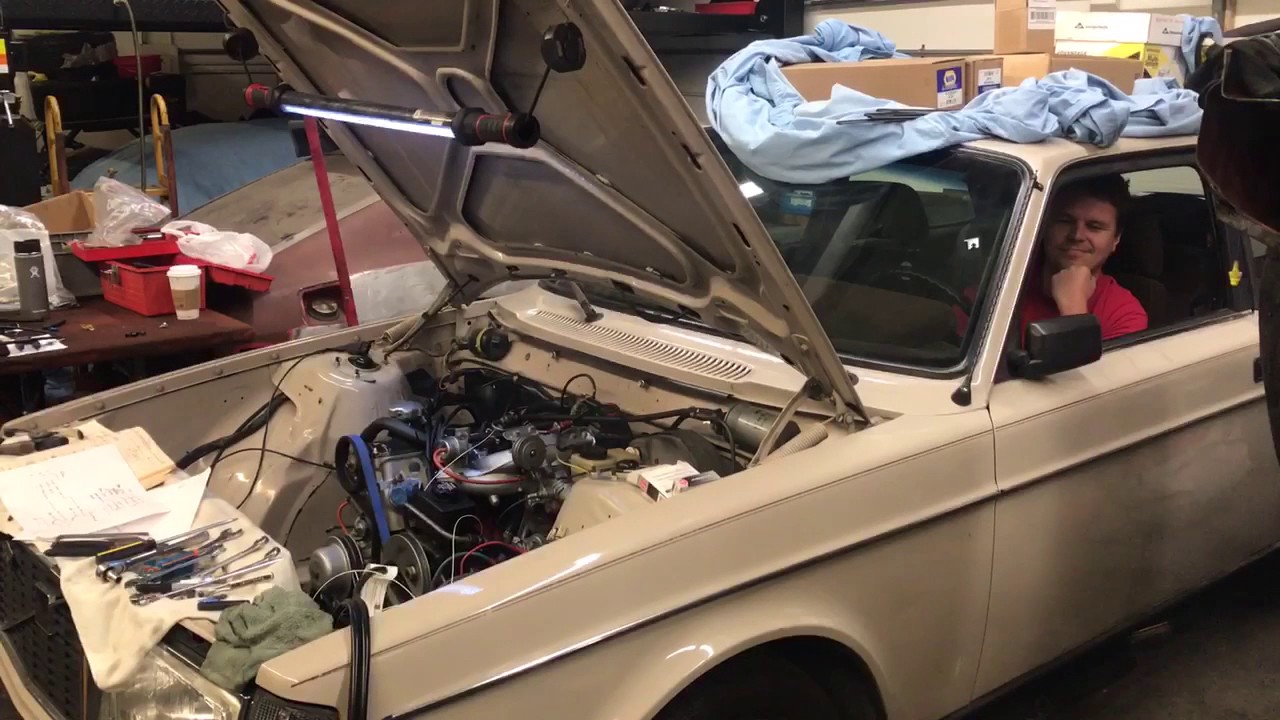 Test fire of B230FT engine swap into my 1981 Volvo 242 DL. - YouTube