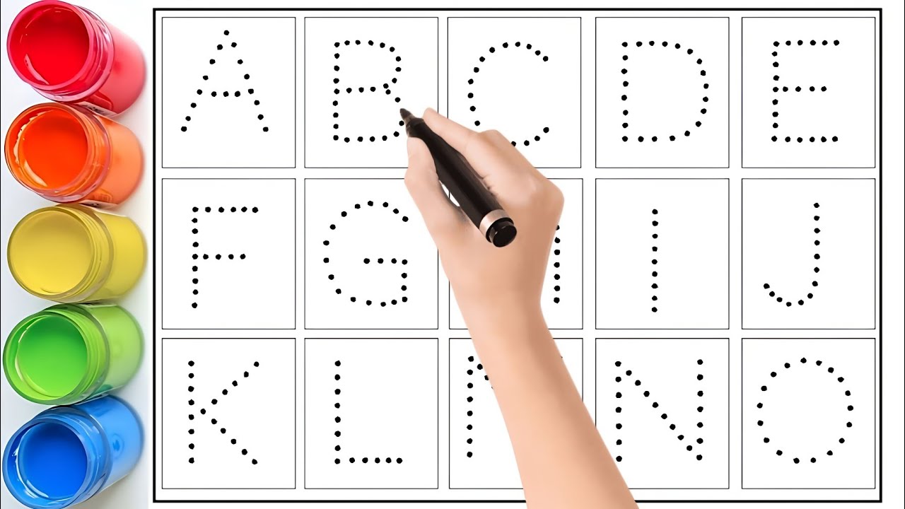 A to Z, Kids rhymes, collection for writing along dotted lines for ...
