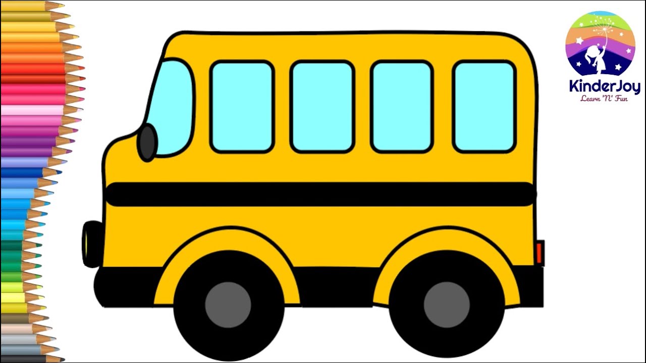 How to draw Bus| Wheels on the bus | Easy drawing |Step by step ...