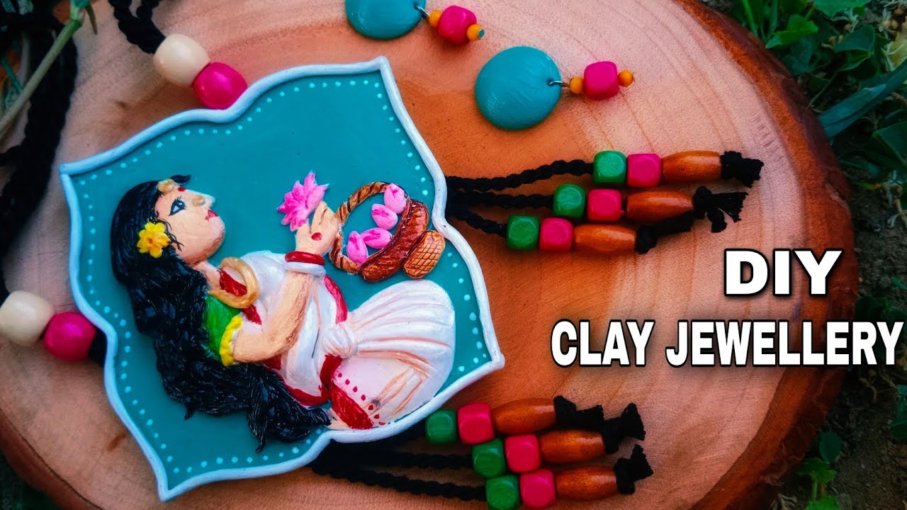 Clay Jewellery Making at Home||Clay Necklace Making||Mouldit Clay ...