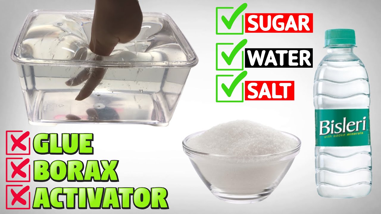 HOW TO MAKE A WATER, SUGAR, SALT SLIME NO BORAX,NO GLUE/HOMEMADE DIY ...