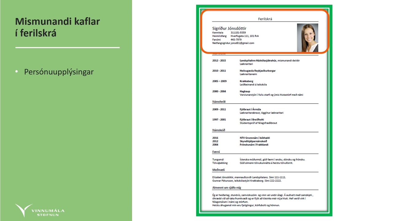 Ferilskrá -Vinnumálastofnun - YouTube
