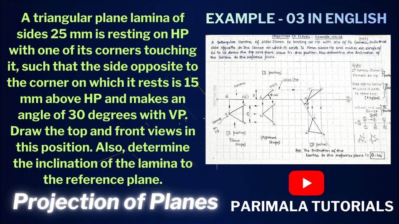 Projection of Planes_Triangular lamina_corner resting_ Example 03 ...