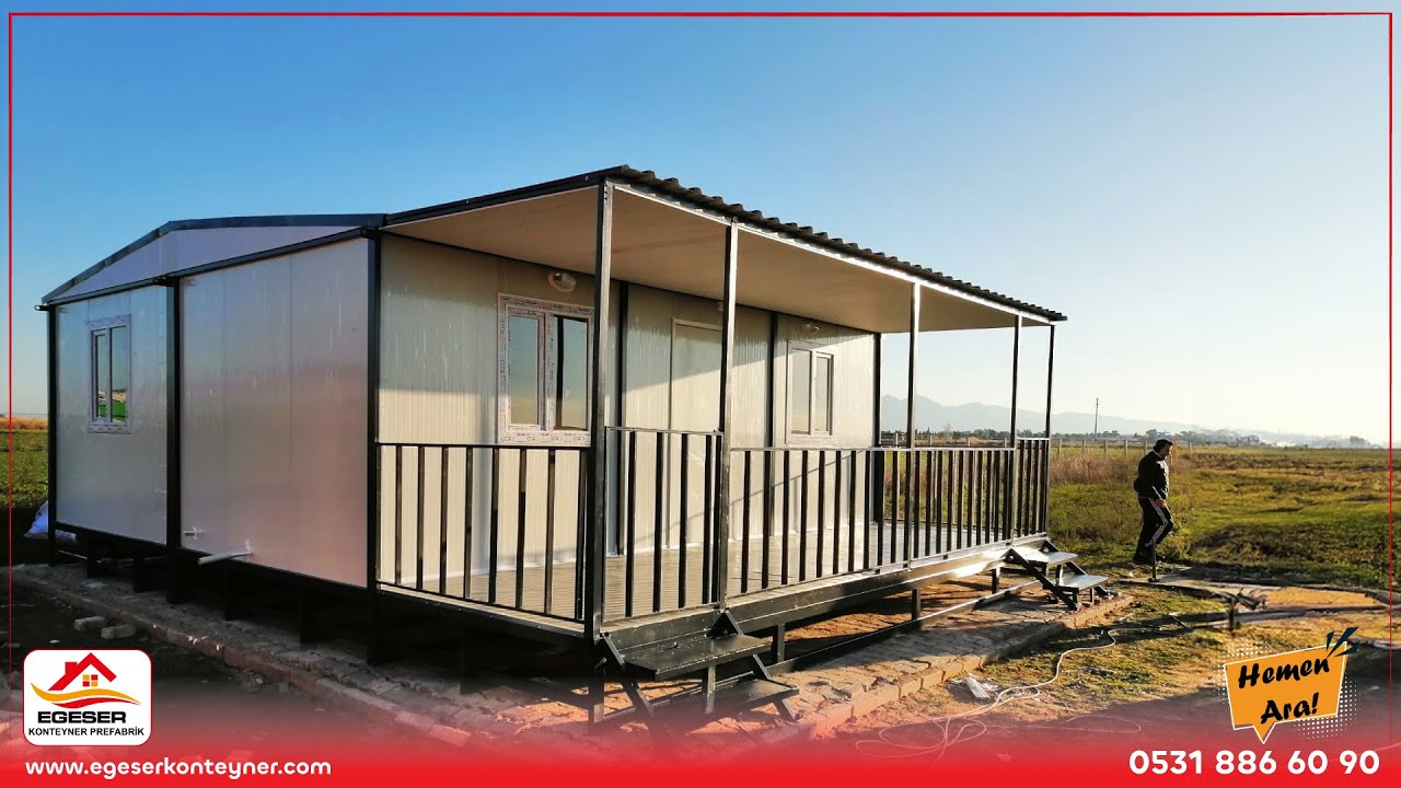 Ege-709 56 m2 Platformlu Konteyner Modül Ev Kurulumu - YouTube