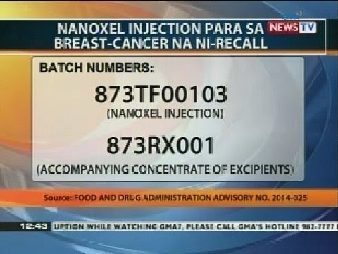 BT: Batch ng breast cancer drug na nanoxel injection, ni-recall - YouTube