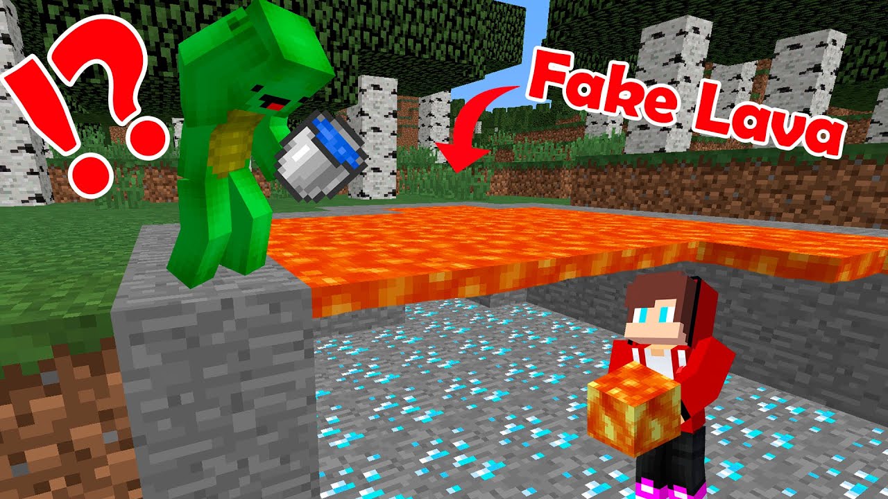 JJ pranks Mikey with fake lava! - YouTube