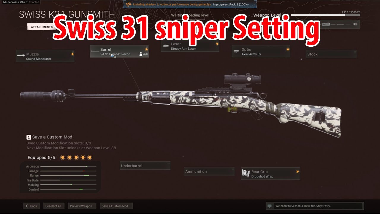 Call of duty Warzone: My Swiss 31 setting for best kills - YouTube