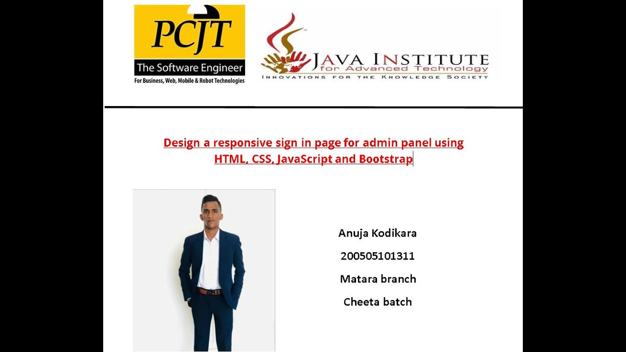 Design a responsive Admin sign In Page | WEB Programming I | Java ...