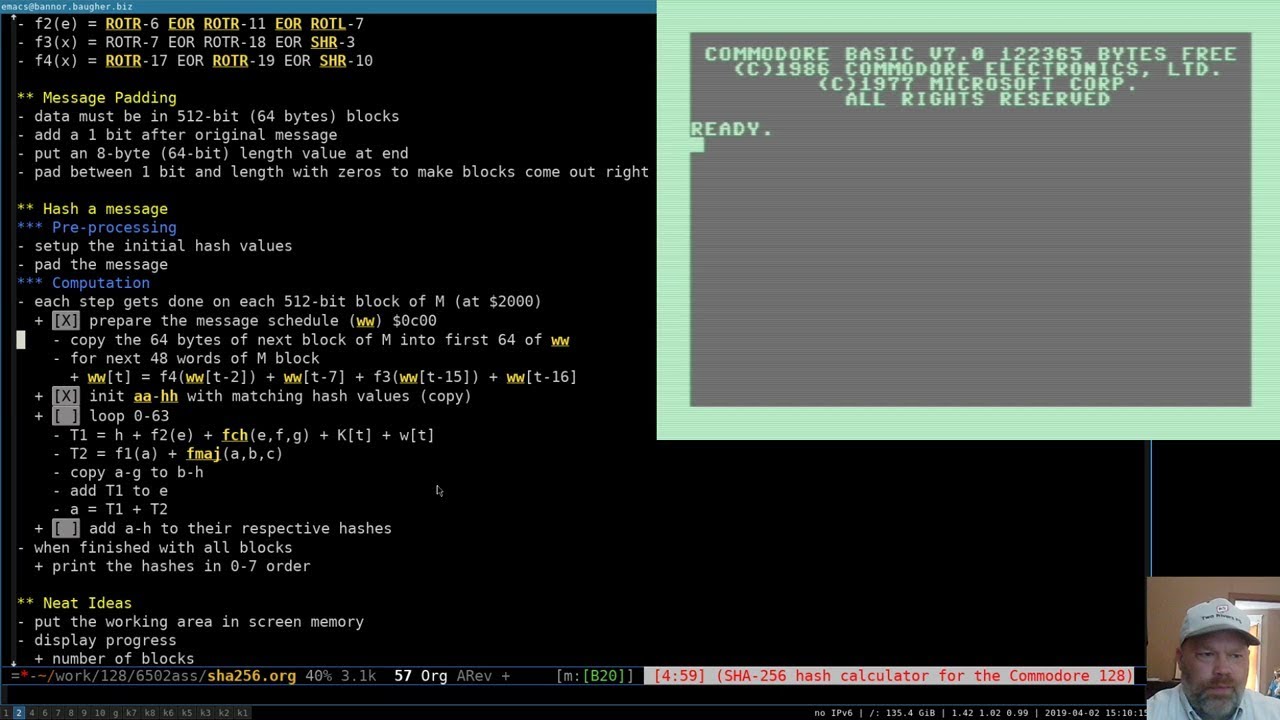 Commodore 128 Assembly #36: SHA-256 part 6 - YouTube