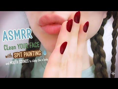 ASMR Clean YOUR FACE with SPIT PAINTING & Kiss Drawing 💋 (Intense Mouth Sounds for Sleep)