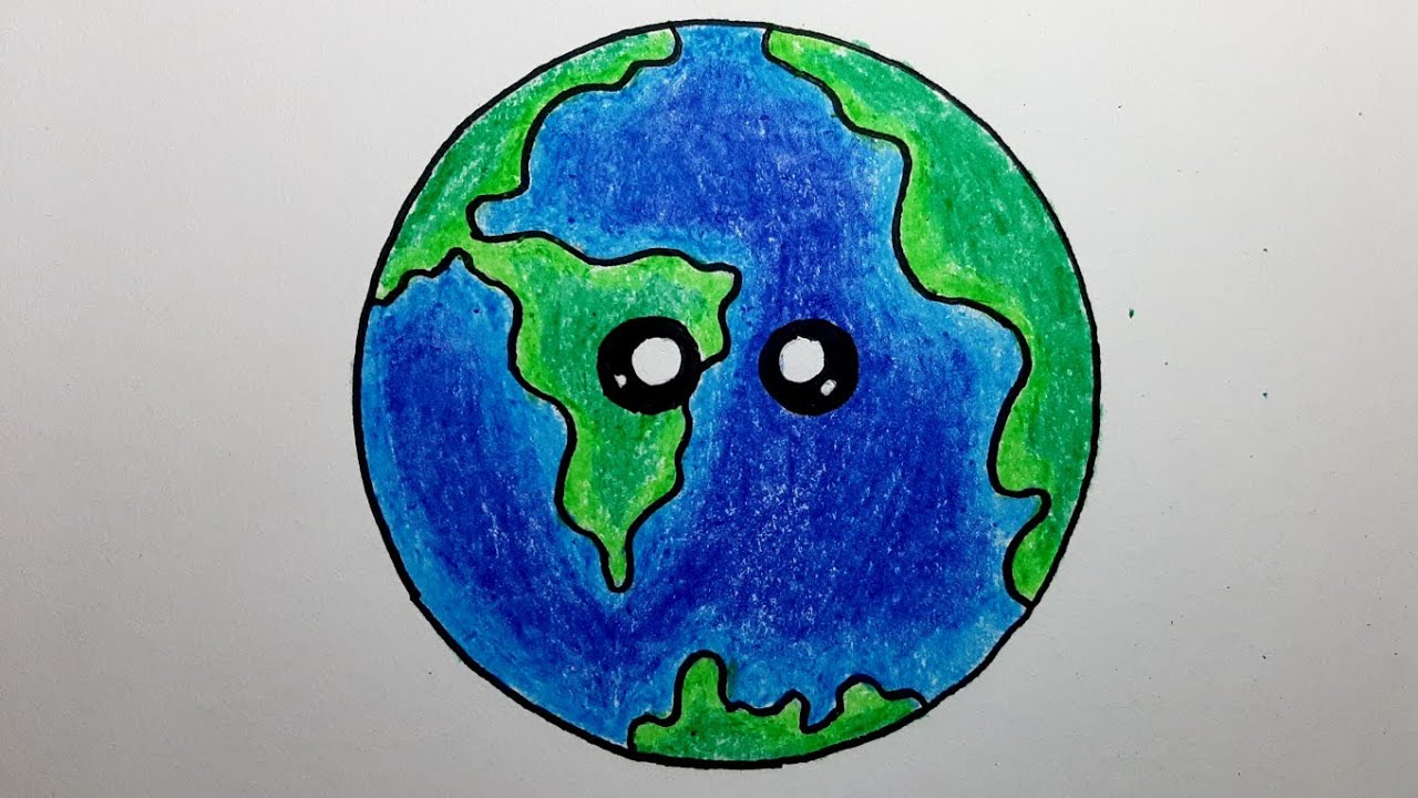 HOW TO DRAW CUTE EARTH VERY EASY | how to draw cute earth for kids ...