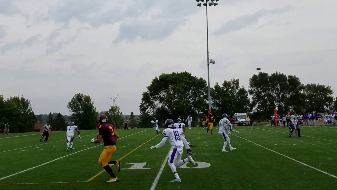 Evan Guffey 26-yd TD reception against Iowa Wesleyan 9-24-16 - YouTube