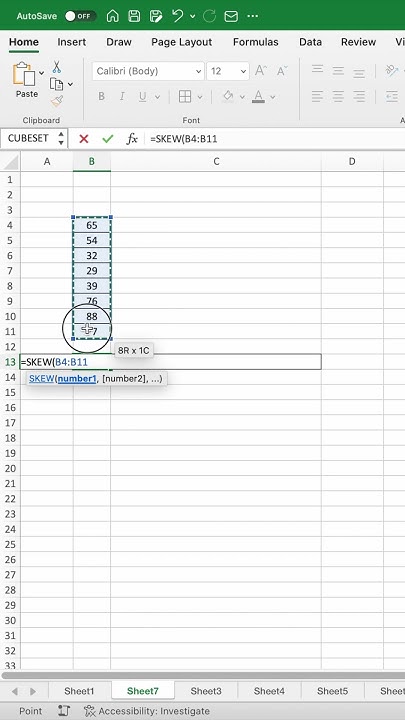 Find Skewness in Excel #excel #shorts - YouTube