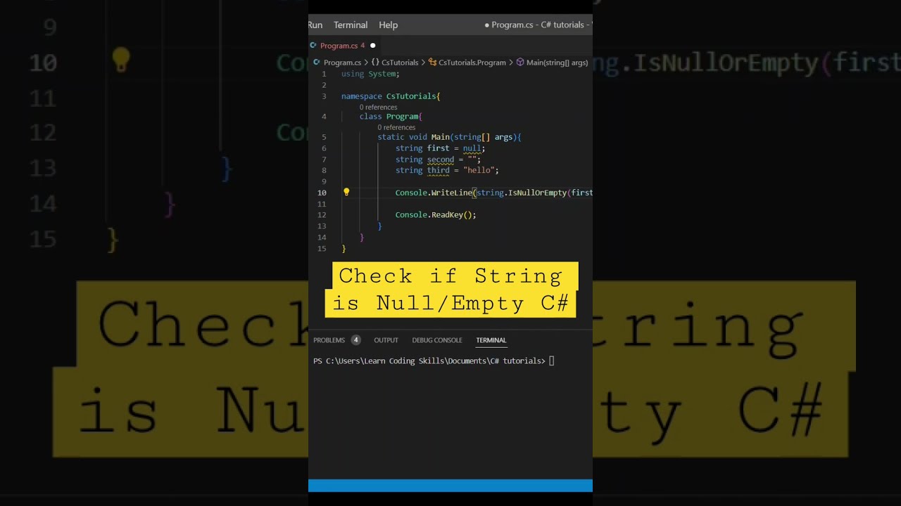 Check If String Is Null Or Empty C shorts csharp programming Check If String Is Null Or Empty C shorts csharp programming