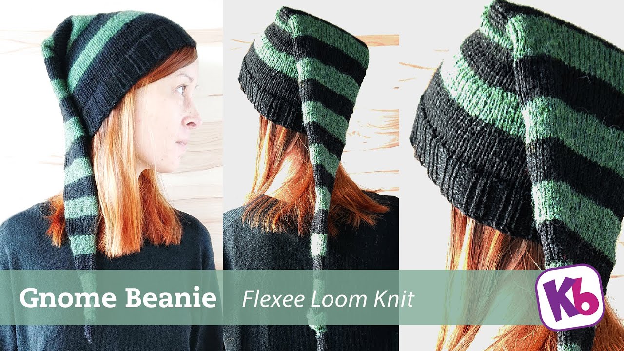 Gnome Beanie, loom knit on Flexee Loom Skinny. - YouTube