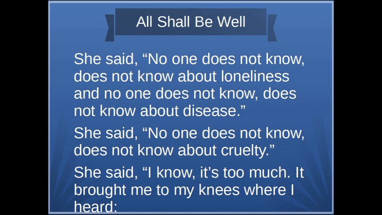 All Will Be Well -- Meg Barnhouse with Lyrics - YouTube