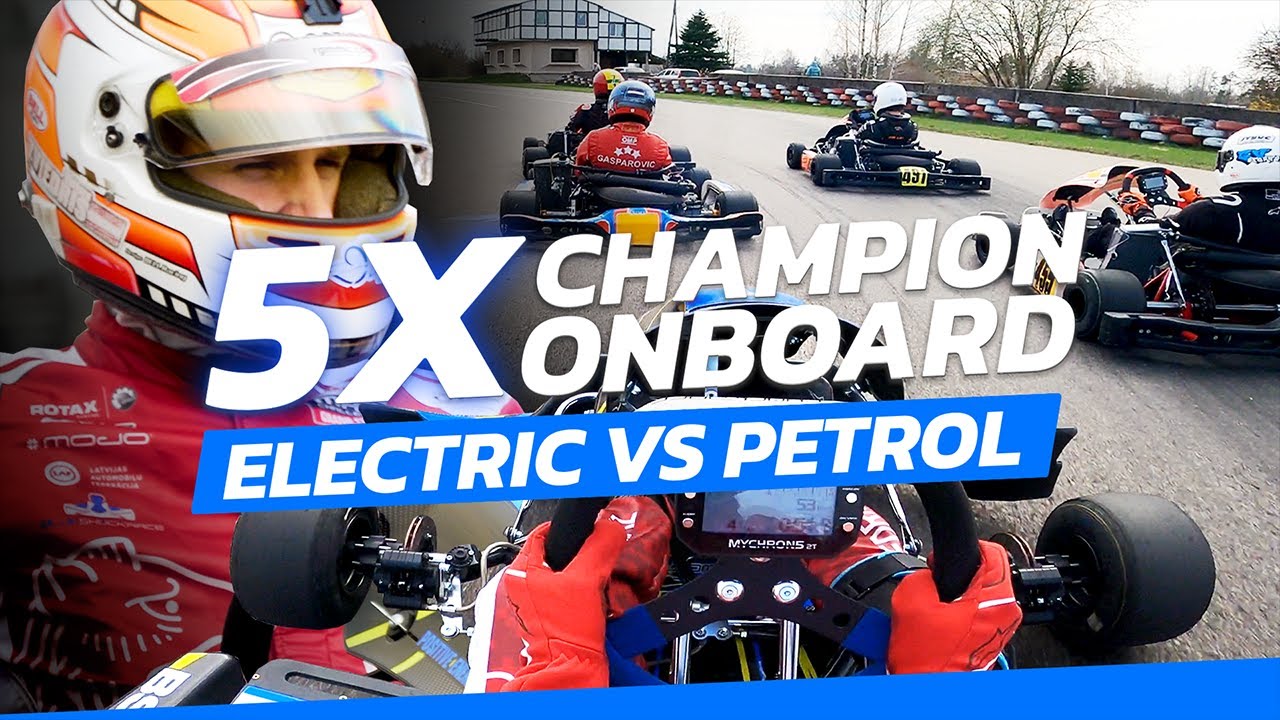 5 x Champion Mic'd Up in Electric karts vs Petrol karts - YouTube