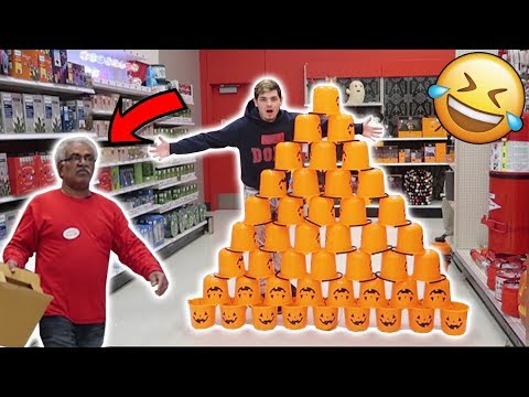 HALLOWEEN PUMPKIN FORT IN TARGET! (HILARIOUS) - YouTube