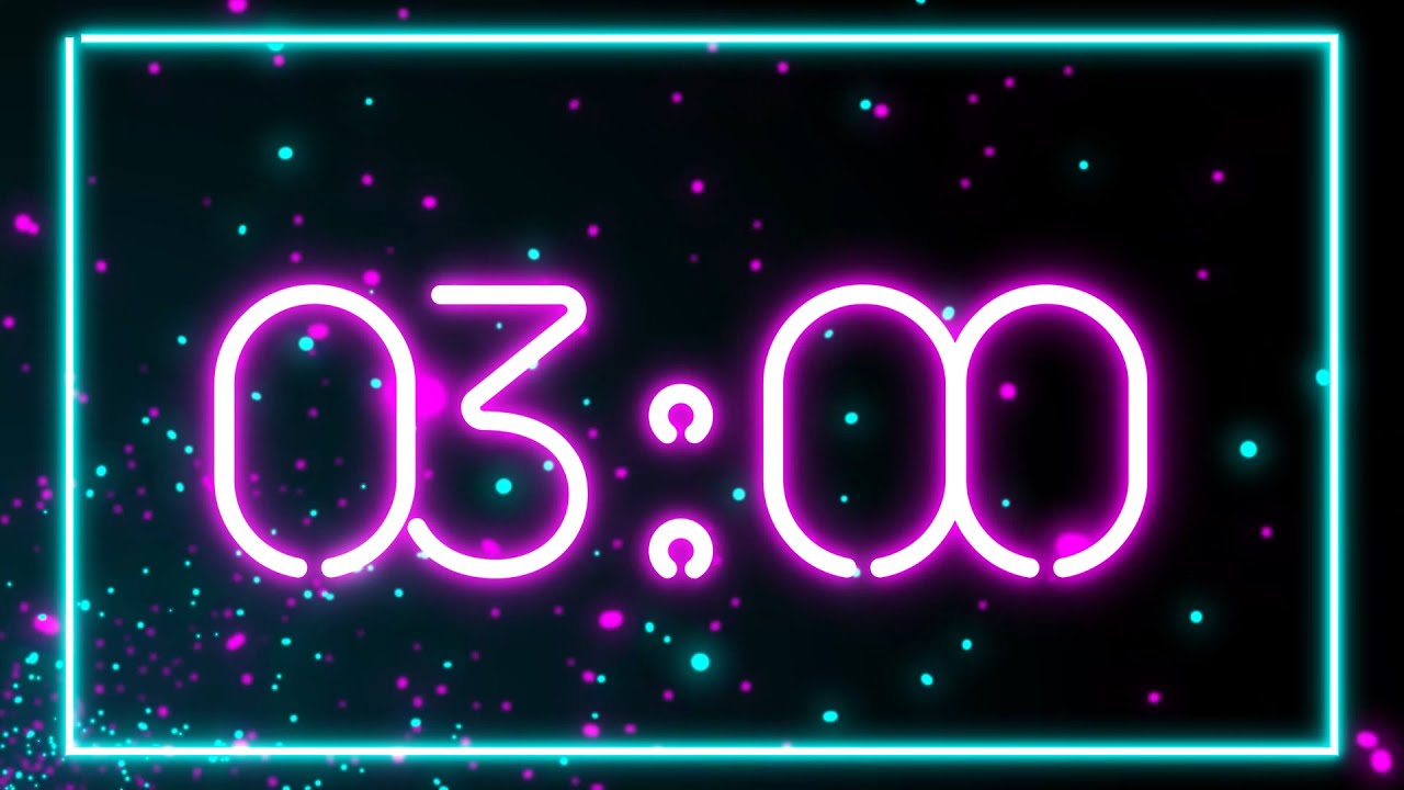 3 MINUTE neon countdown timer | 3 min stopwach - YouTube