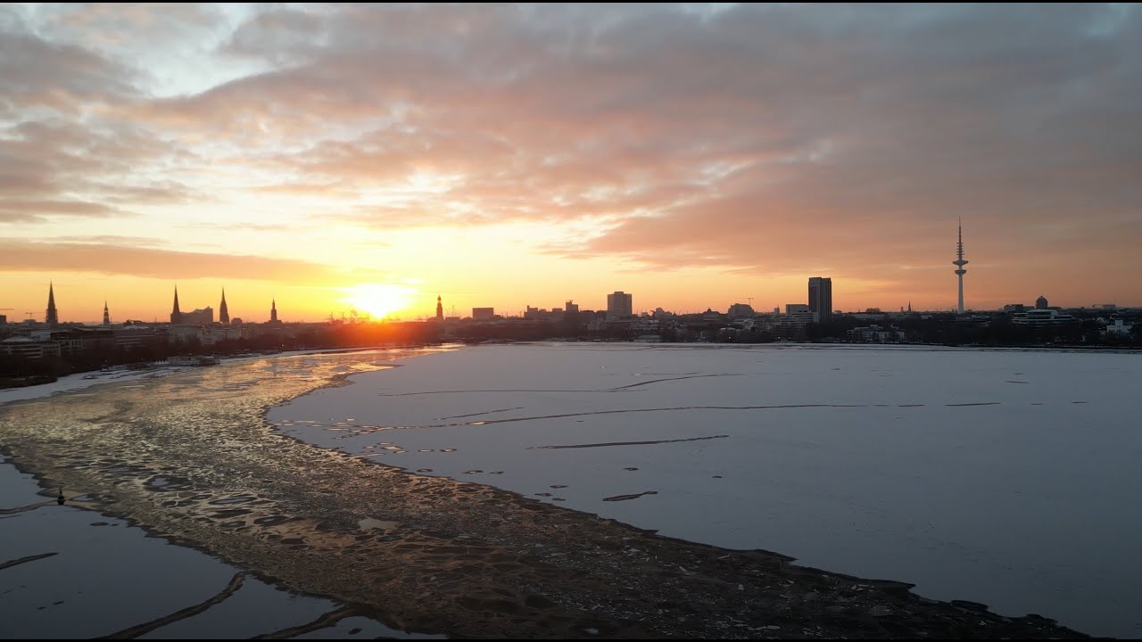 Icy Day in Hamburg, Germany - Drone 4k - YouTube