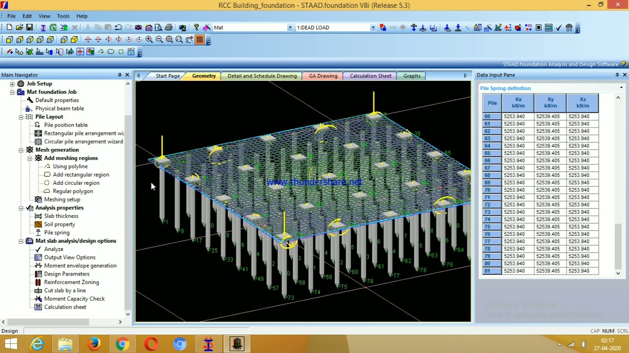 Mat foundation design in staad pro v8i software - YouTube