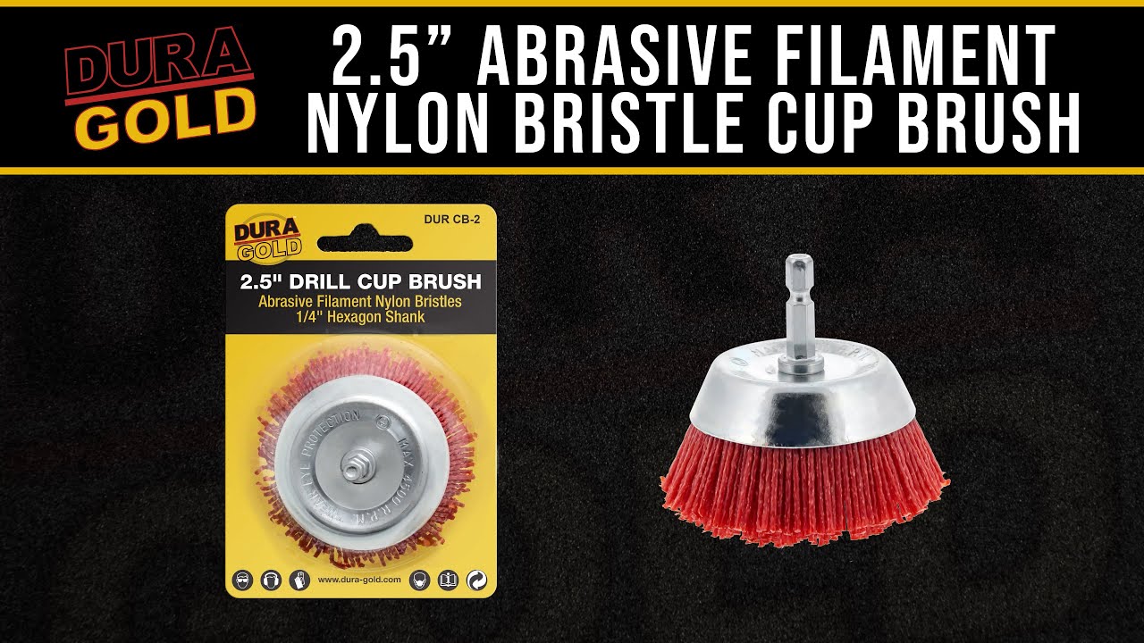 Dura-Gold | 2.5" Abrasive Filament Nylon Bristle Cup Brush - YouTube