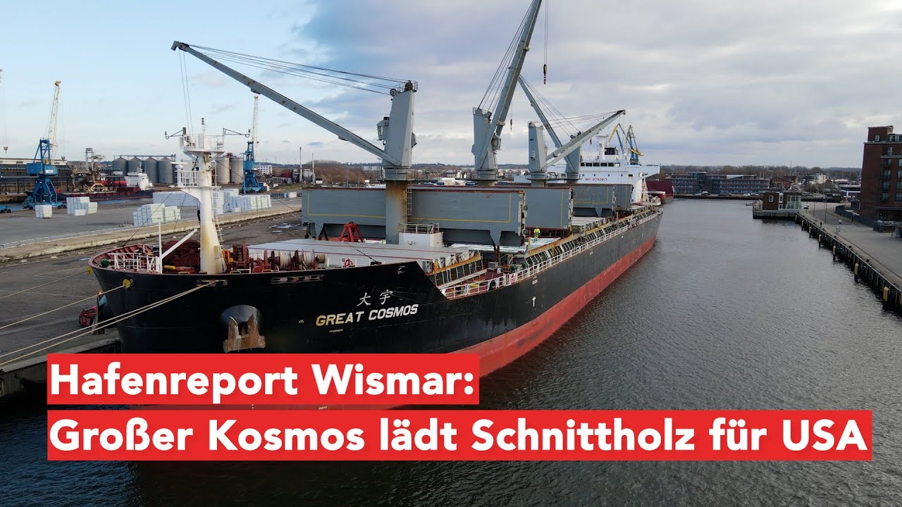 Hafenreport Wismar: Frachtschiff "Great Cosmos" lädt Schnittholz für ...