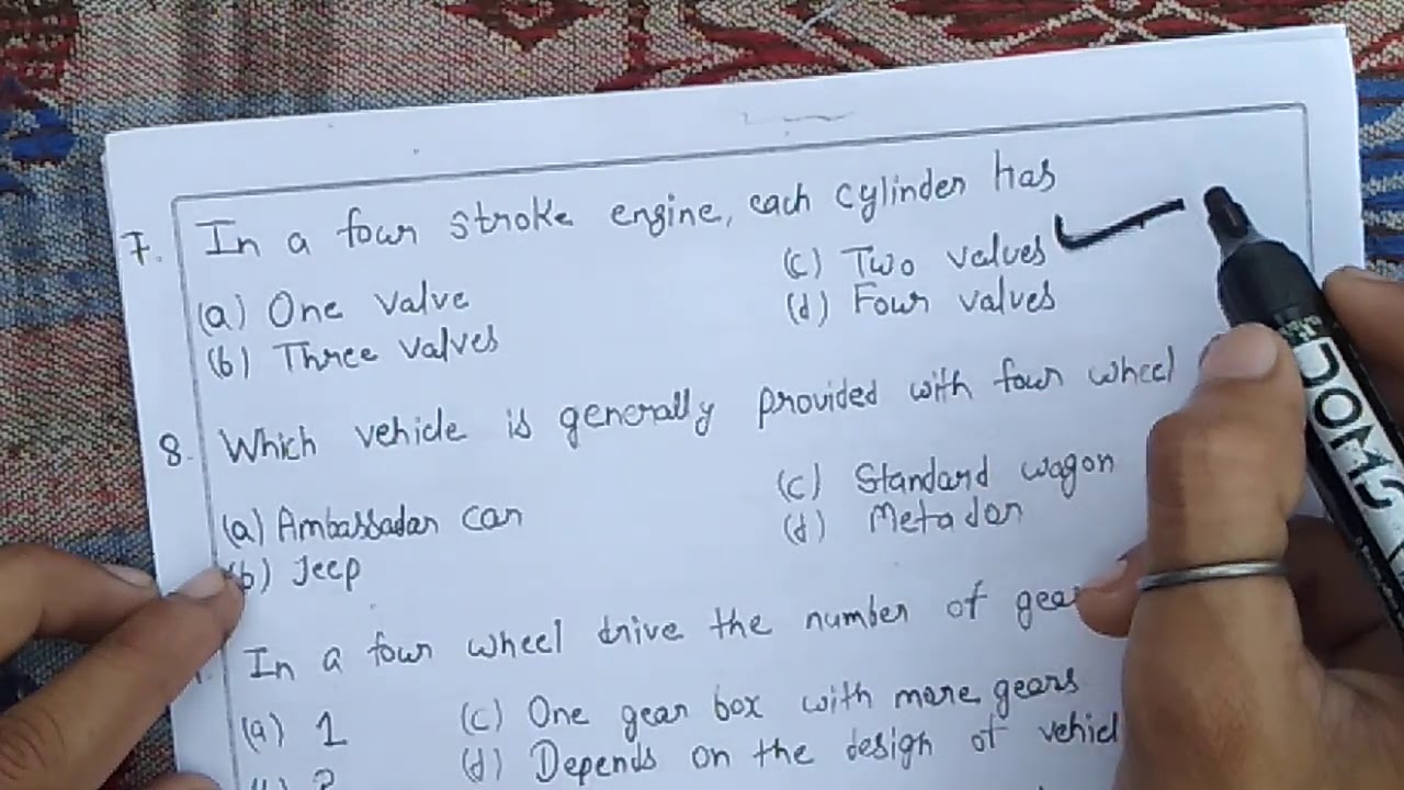 OBJECTIVE TYPE QUESTIONS AUTOMOBILE RELATED(PART-1) - YouTube