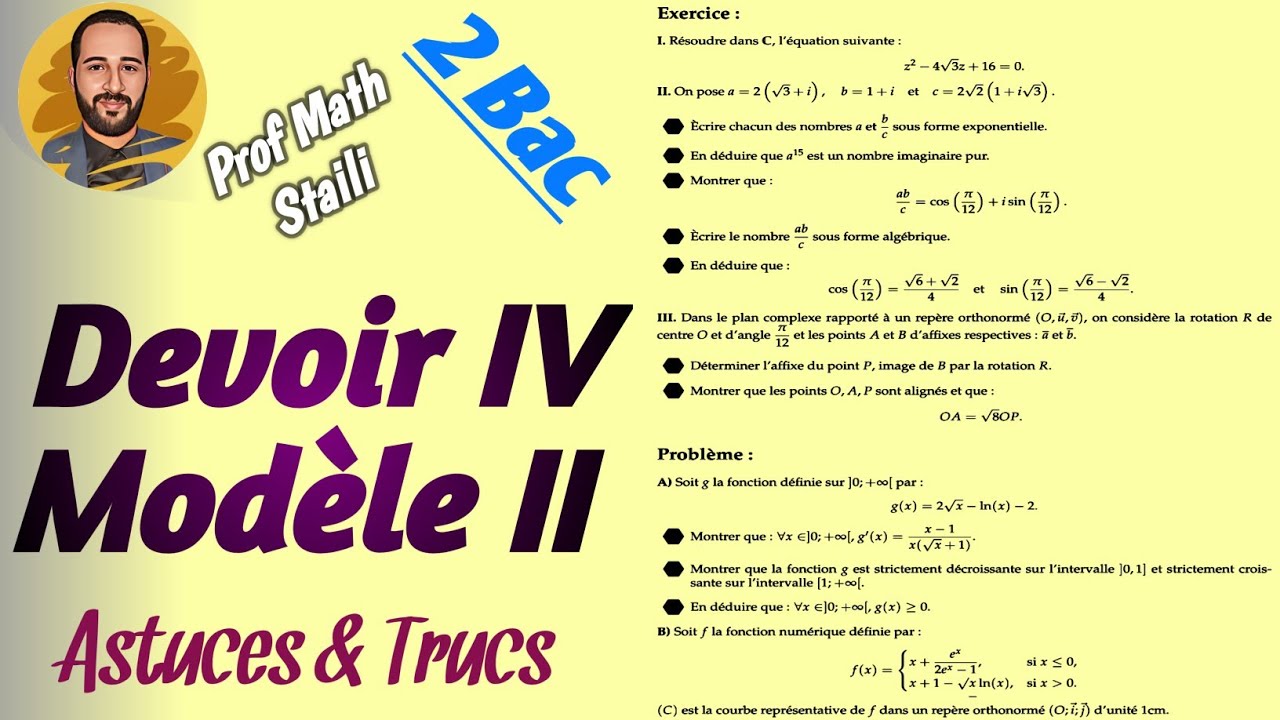 2 Bac Biof | Maths : Préparation du 4éme devoir تحضير للفرض الرابع ...