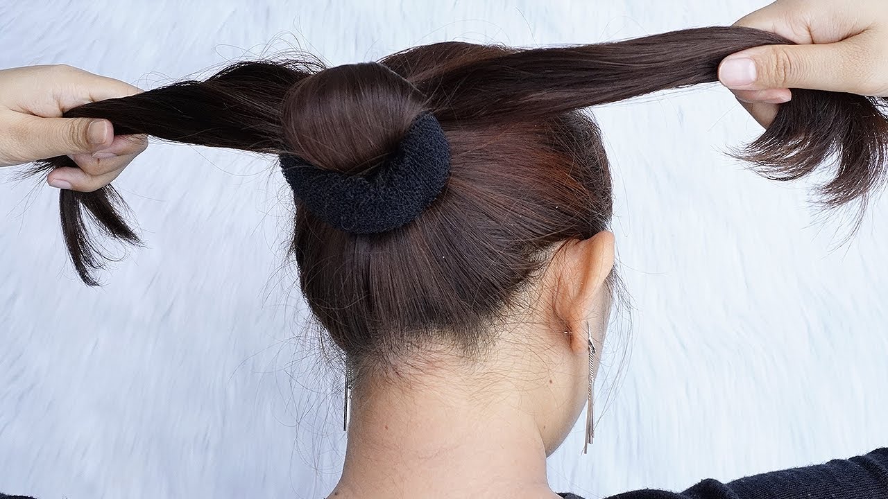 How To Make Bun Hairstyle With Rubber Band & Donut - Beautiful ...