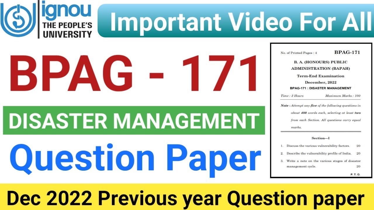 IGNOU BPAG 171 Previous Year Question Paper_BPAG 171 Important Question_IGNOU Bpag171 Question ...