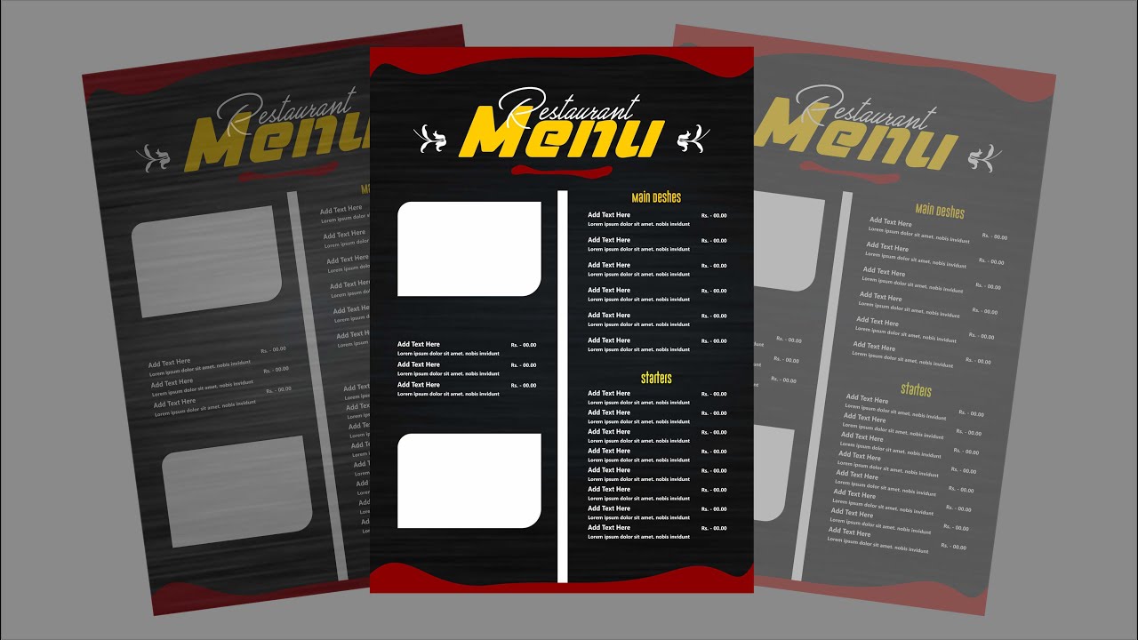 Restaurant menu card design in Corel draw x7 step by step free download ...