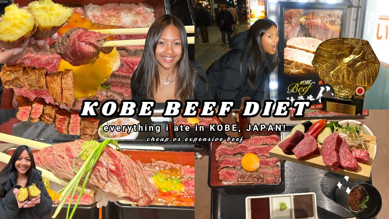 A5 WAGYU BEEF DIET ($5 vs $100) 🇯🇵 Everything I Ate in Kobe, Japan ...
