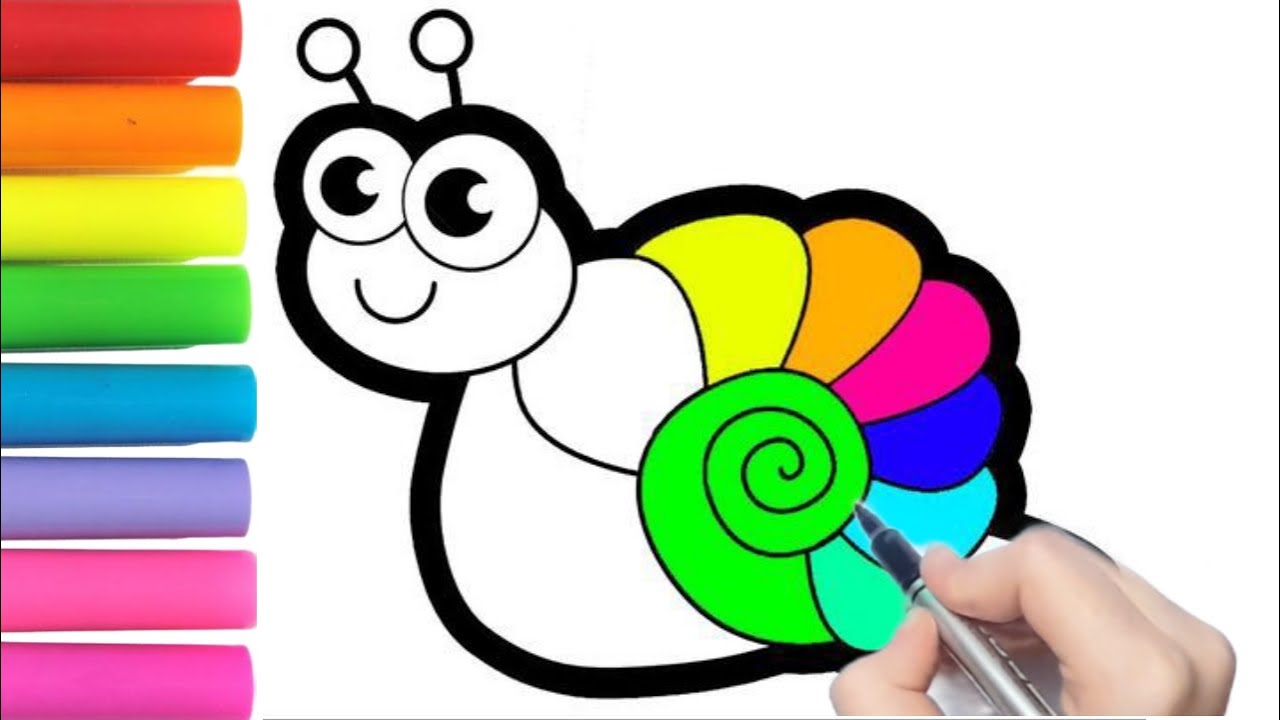 How To Draw and color A Snail 🐌 Draw and Color a Cute Snail | learn ...