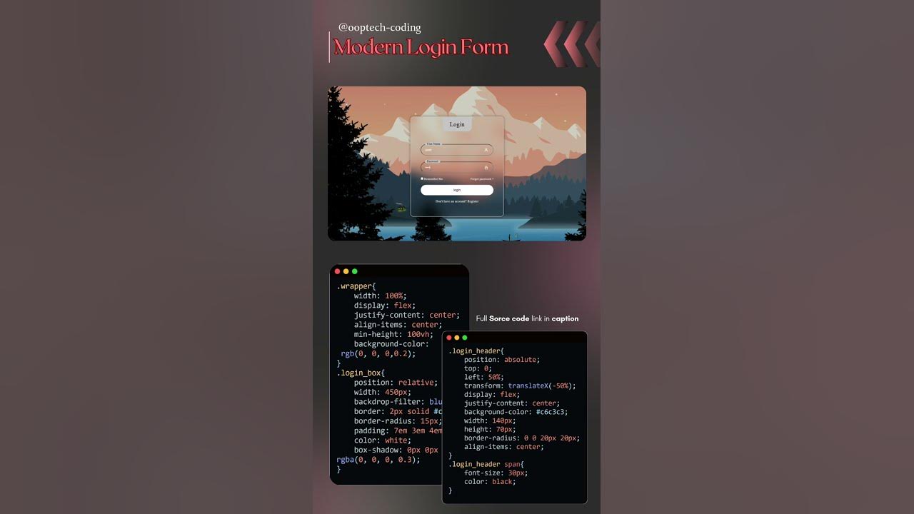 Modern Login Form Using Html And Css Step By Step Tutorial Coding Htmlcss Youtube