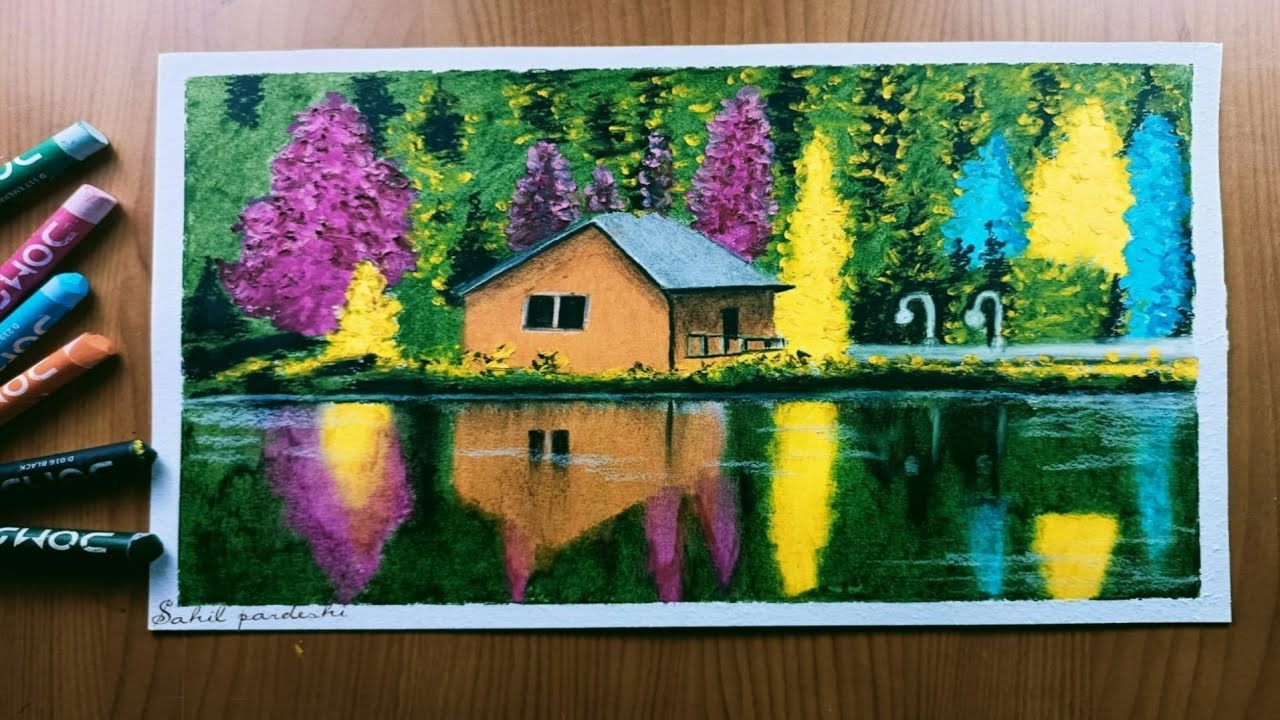 How to draw House reflection and | beautiful water reflection | drawing ...