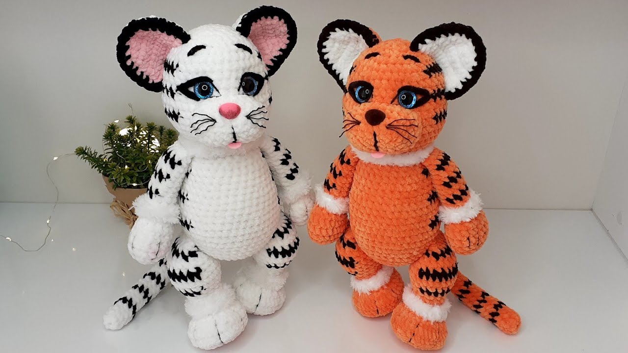 МК ТИГРЕНОК КРЮЧКОМ 3-Я ЧАСТЬ Crochet tutorial tiger / Häkeln Tutorial ...