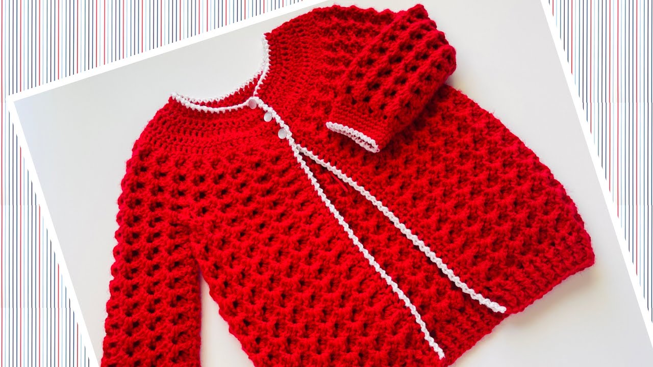 Crochet cardigan sweater or coat for girls in various sizes ...